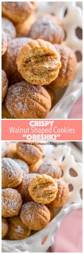 Walnut Cookies Recipe -Oreshki with Dulce de leche Filling
