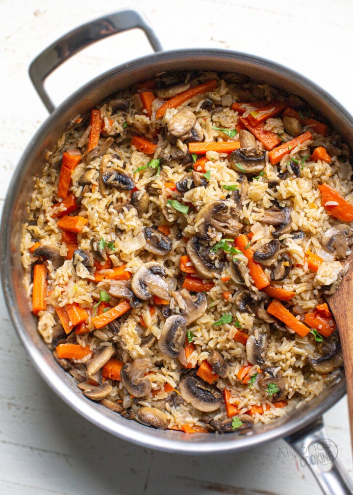 Mushroom Rice Recipe (One Pot Meal) - Alyona’s Cooking