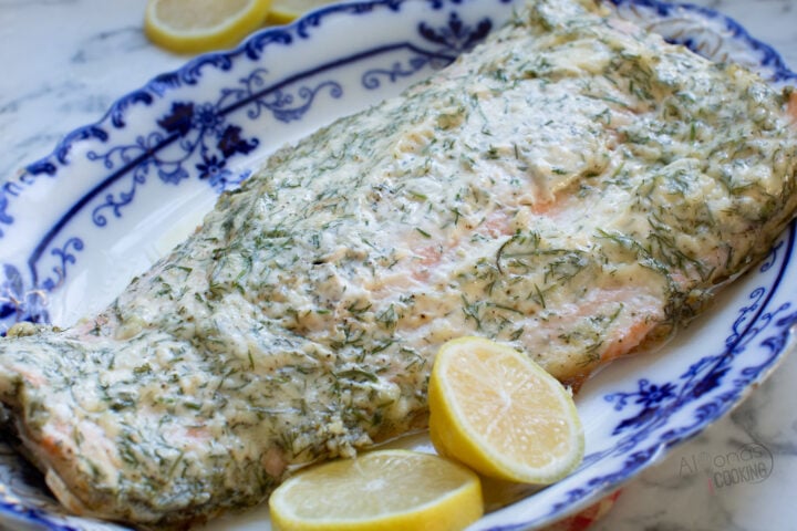 Baked Salmon With Garlic Mayo - Alyona’s Cooking