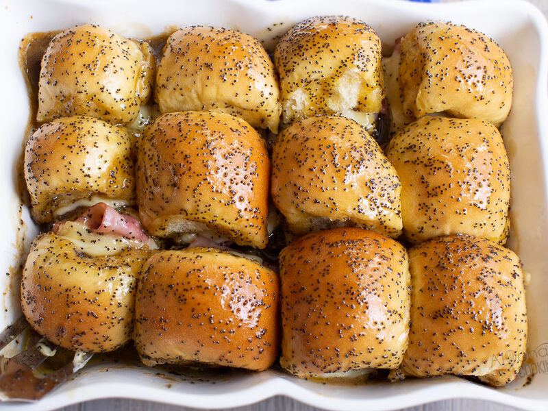 Oven-Baked Ham and Cheese Sliders with Poppy Seeds - Alyona’s Cooking