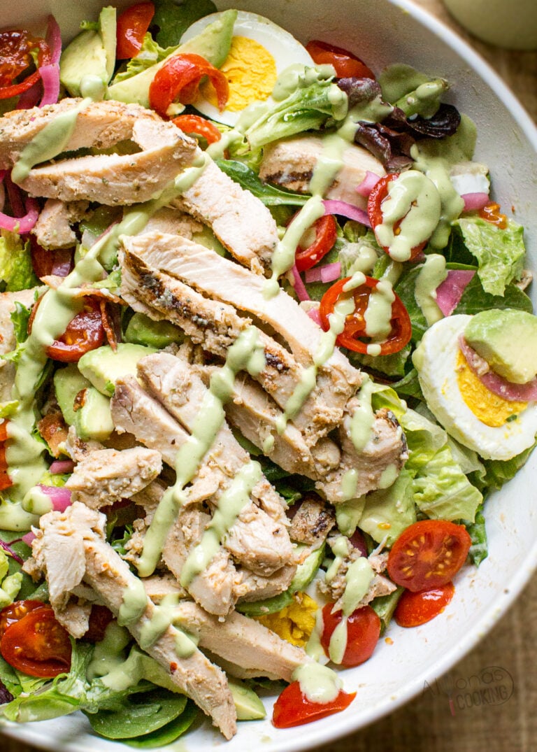 EASY Cobb Salad with Green Goddess Dressing (Panera Bread Copycat ...