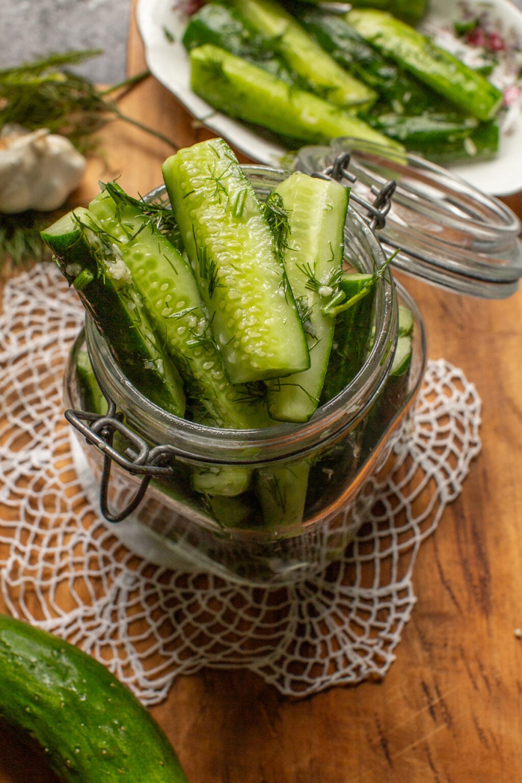 Quick Marinated Cucumbers (Garlic Dill Cucumber Spears) - Alyona’s Cooking